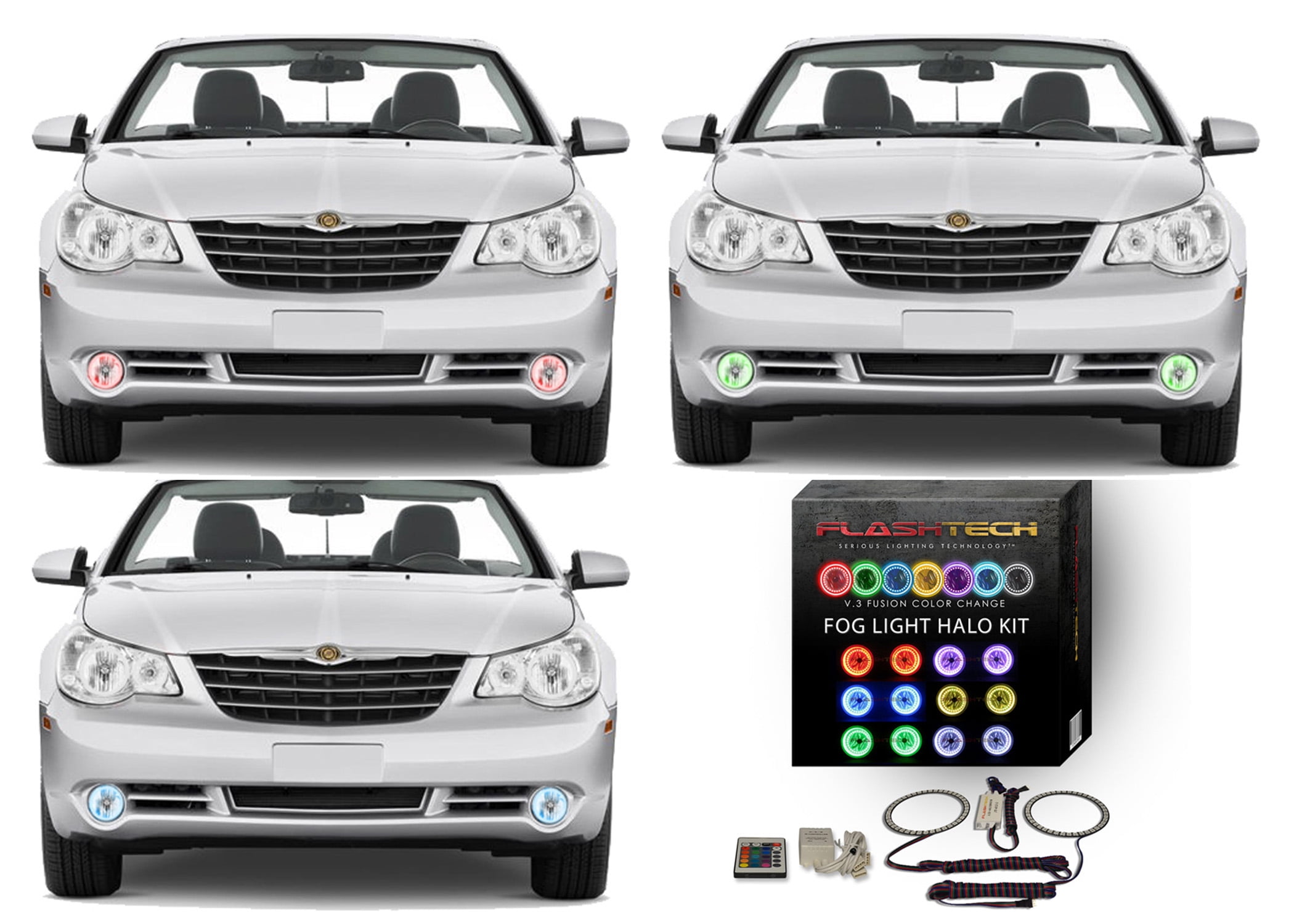 Flashtech LED RGB Multi Color Halo Ring Fog Light Kit for Chrysler ...