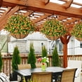Artificial Hanging Flower Basket, Faux Camellia and Eucalyptus Planter ...