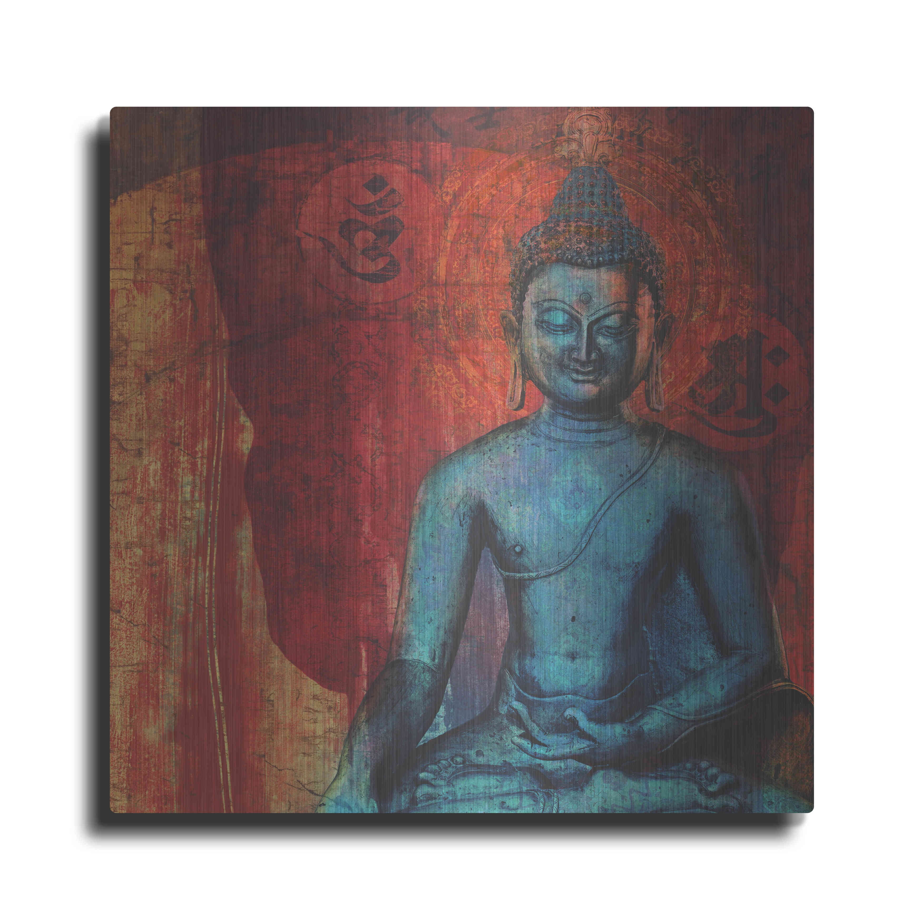 Luxe Metal Art 'Blue Buddha' by Elena Ray, Metal Wall Art, 12"x12 ...