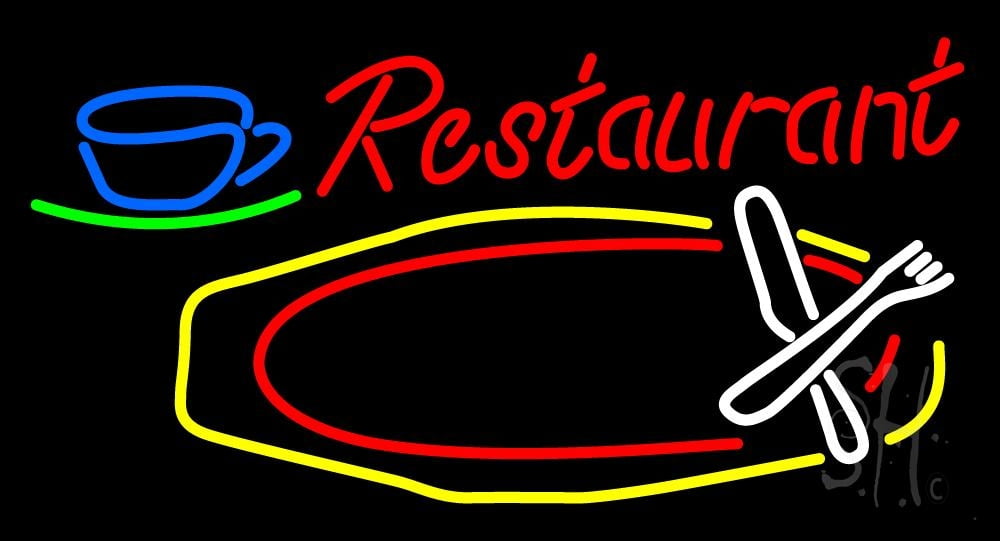 Restaurant Logo LED Neon Sign 13 x 24 - inches, Clear Edge Cut Acrylic ...