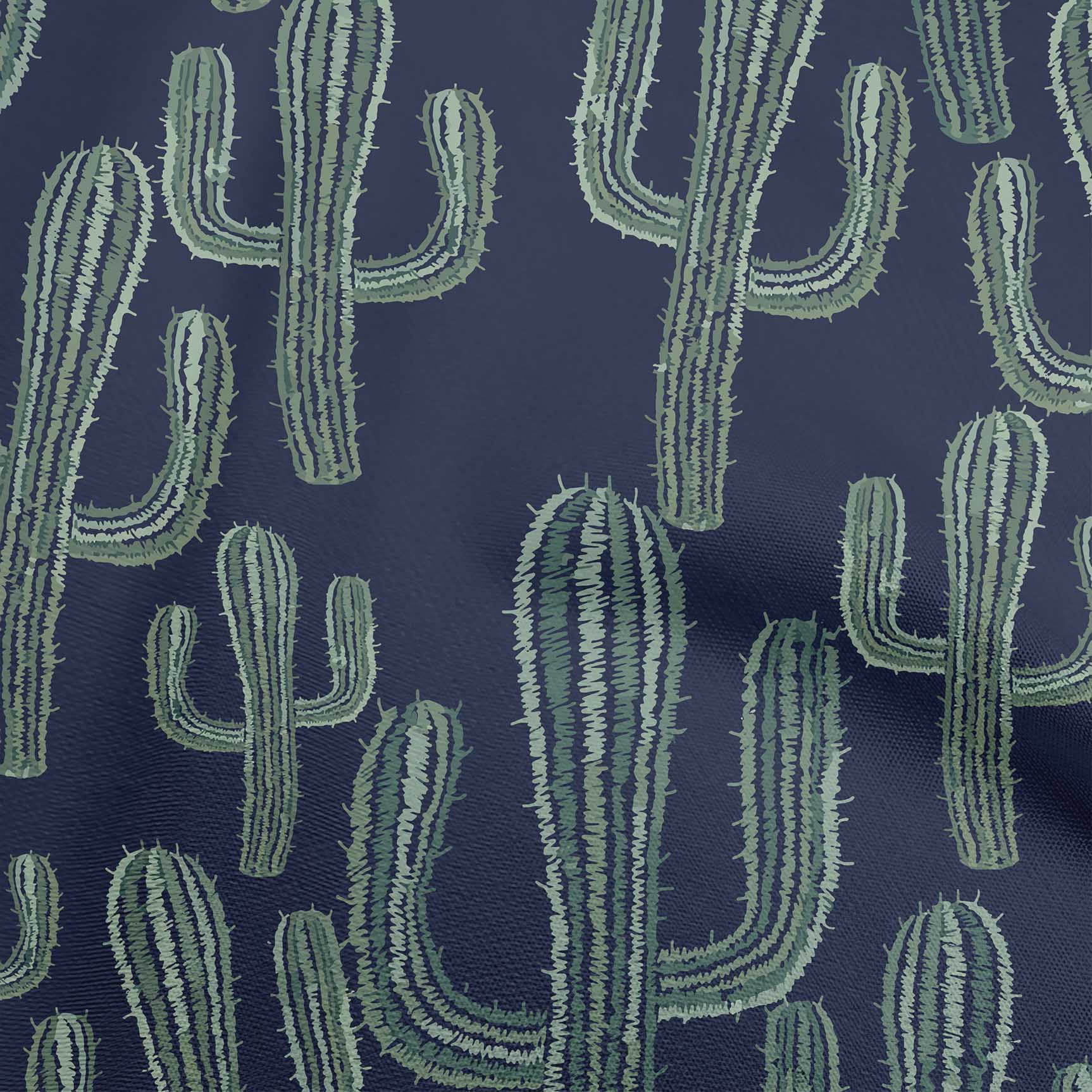 oneOone Polyester Spandex Blue Fabric Cactus Fabric For Sewing Printed ...