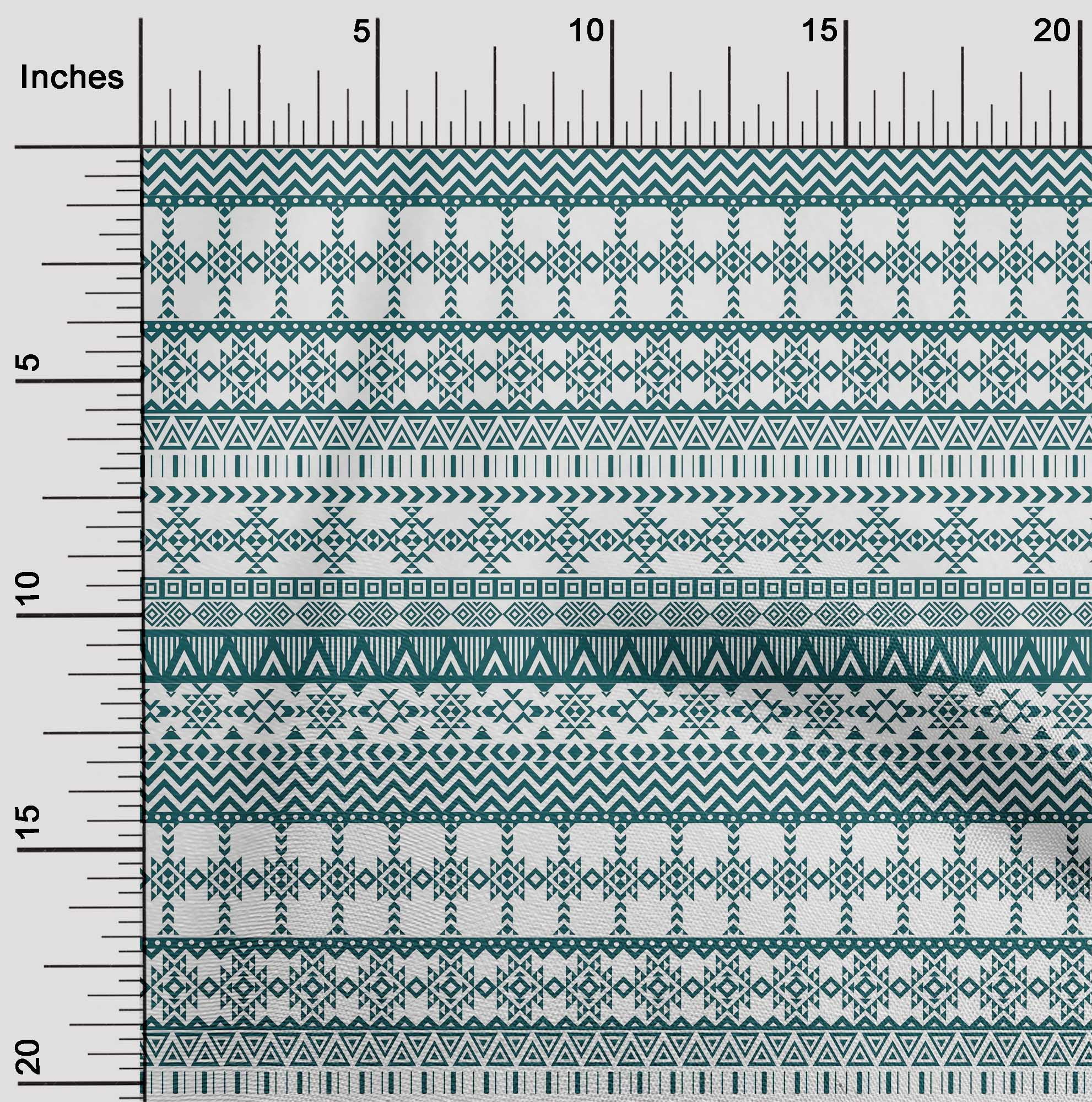 oneOone Silk Tabby Dark Teal Green Fabric Aztec Tribal Sewing Fabric By ...