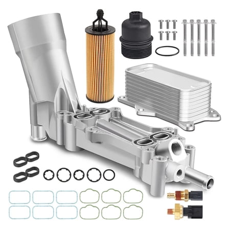 Aluminum Engine Oil Filter Housing with Oil Cooler and Gaskets Kit ...