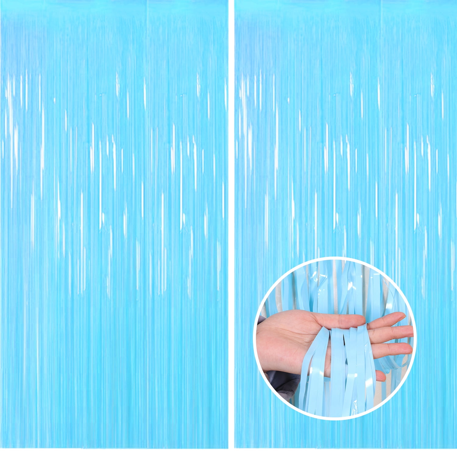 Baby Blue Fringe Curtains Party Decorations Bright Color Tinsel ...