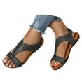 Bibifish Womens Flat Sandals Open Toe Dual Hook Loop Cutout Faux ...