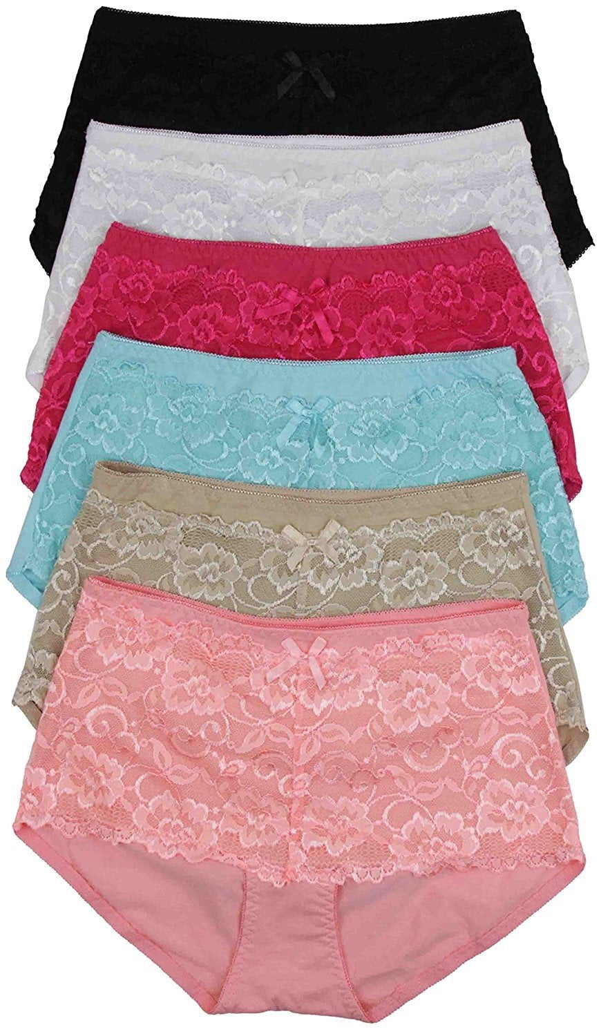 ToBeInStyle Women's 6 Pack High-Waisted Briefs in Multiple Styles ...