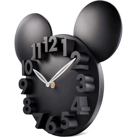 Modern 3D Mickey Mouse Clock Super Cute Black Wall Clocks for Disney ...