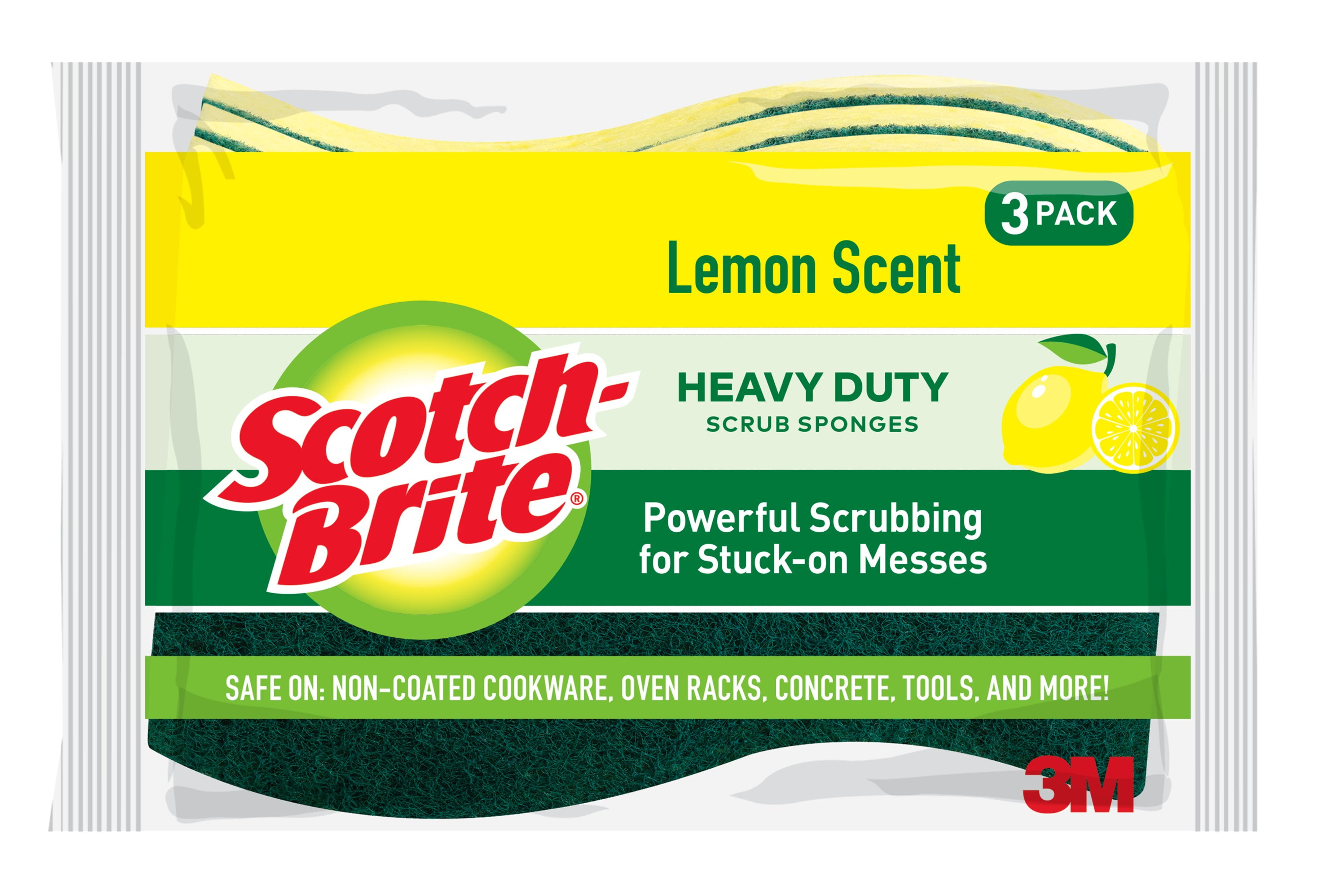 Scotch-Brite Heavy Duty Scrub Sponges, Lemon Scent, 3 Count - Walmart ...
