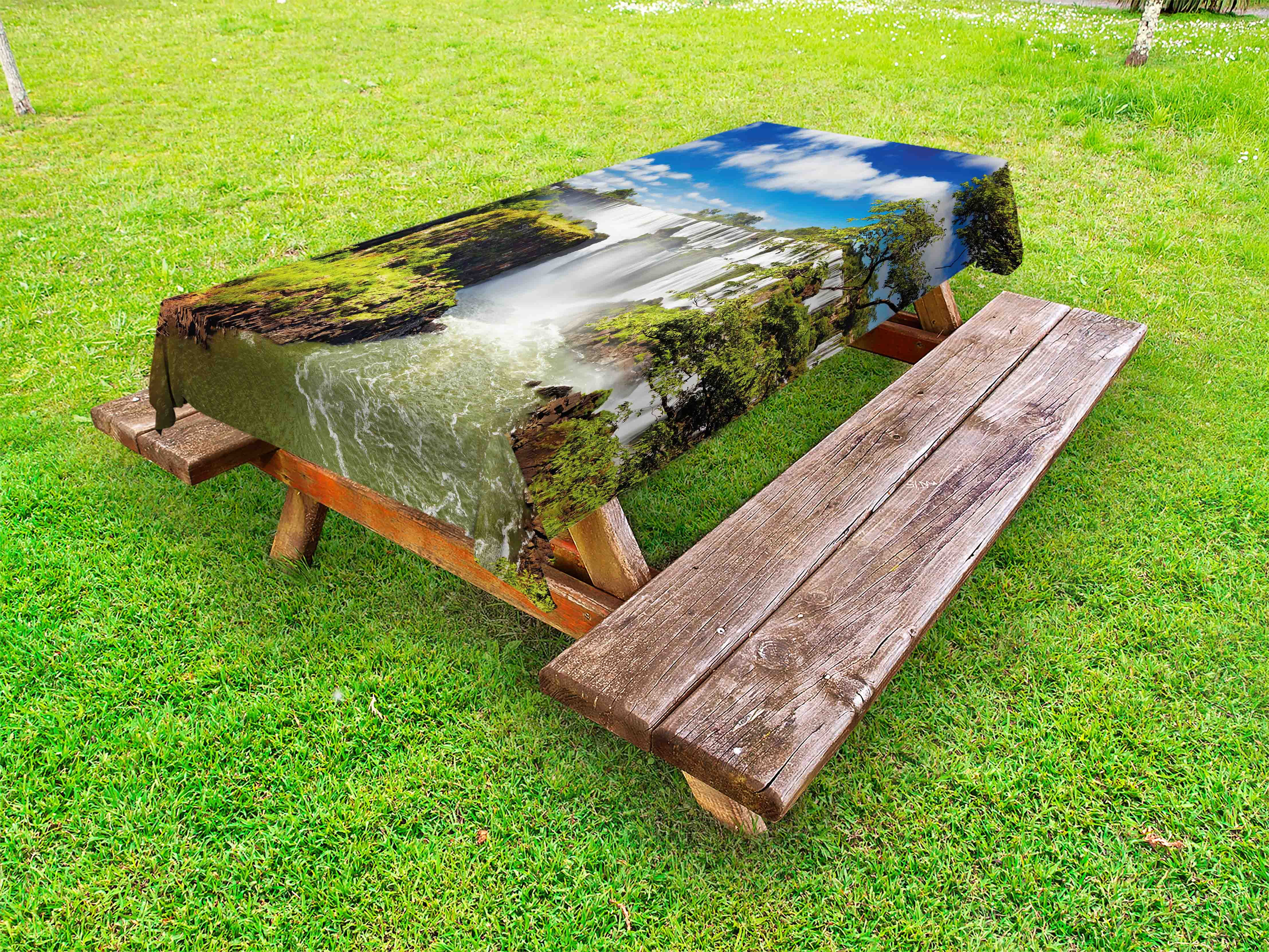 Landscape Outdoor Tablecloth, Majestic Waterfall River Argentinean ...
