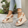 Bkhluea Women Cross Strap Rhinestone Burst Wedge Espadrille Sandals ...