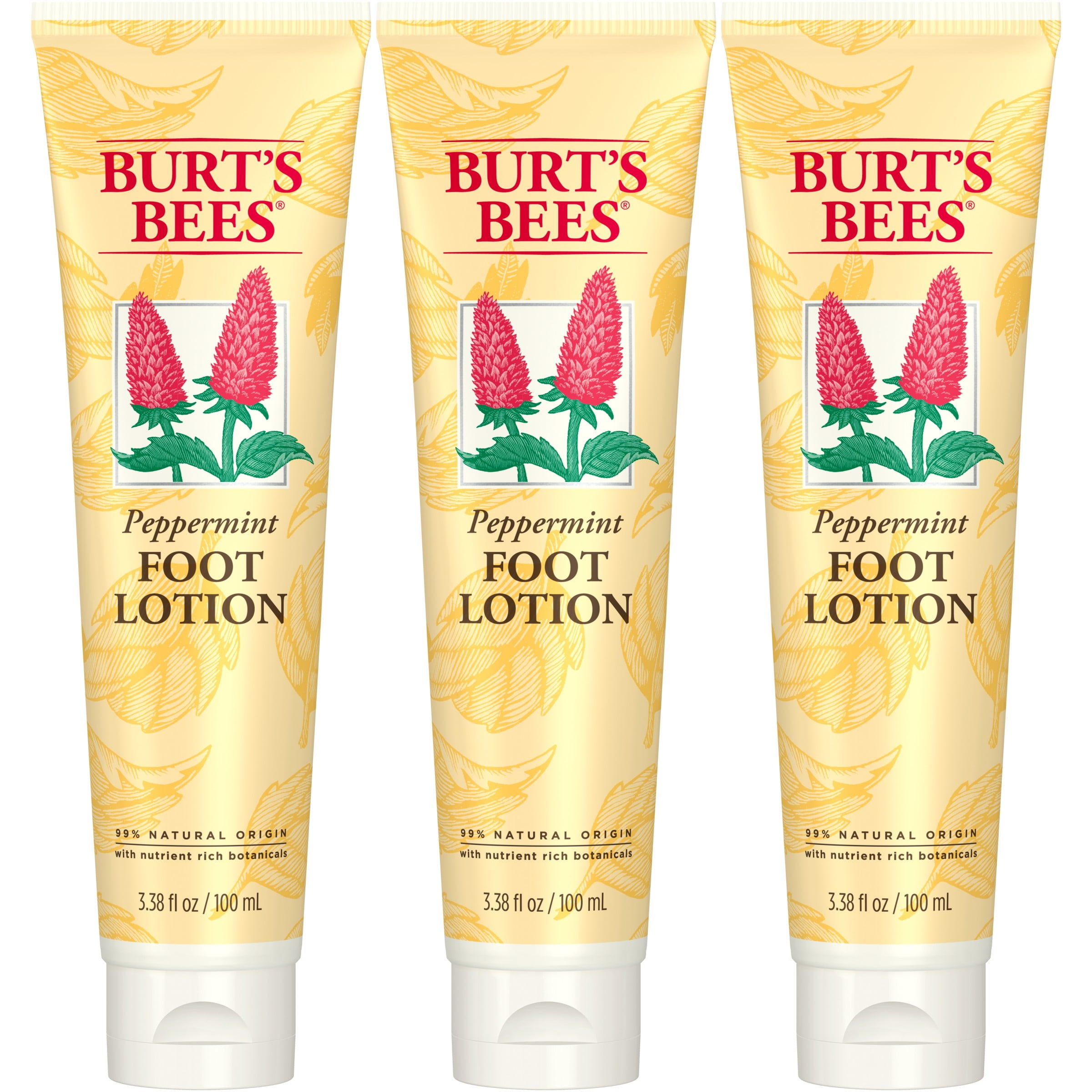 Burt's Bees Peppermint Oil Foot Lotion, 3.38 Oz - Pack of 3 - Walmart.com