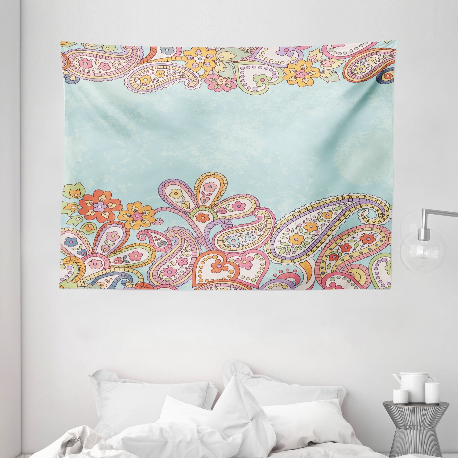 Floral Tapestry, Hand Drawn Ornamental Horizontal Pattern Traditional ...