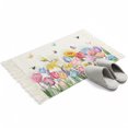 Bathroom Rug 2'x 3', Watercolor Floral Woven Cotton Washable Rug with ...