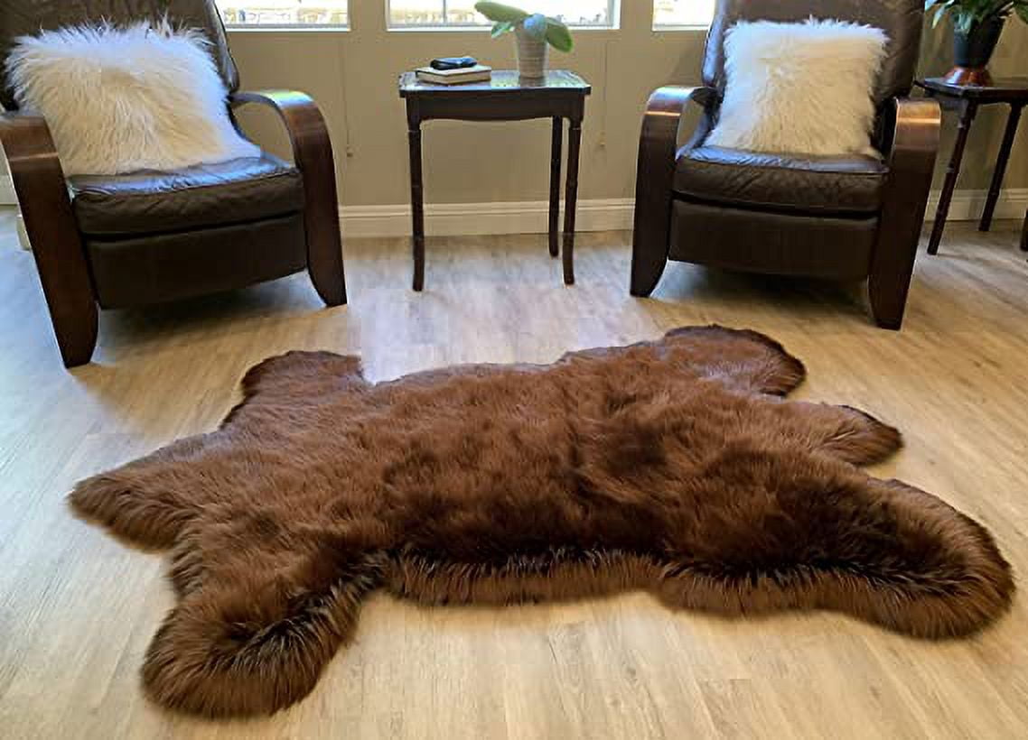 Lambzy Faux Sheepskin Super Soft Bear Skin Silky Shag Rug 6’x9’ Feet ...