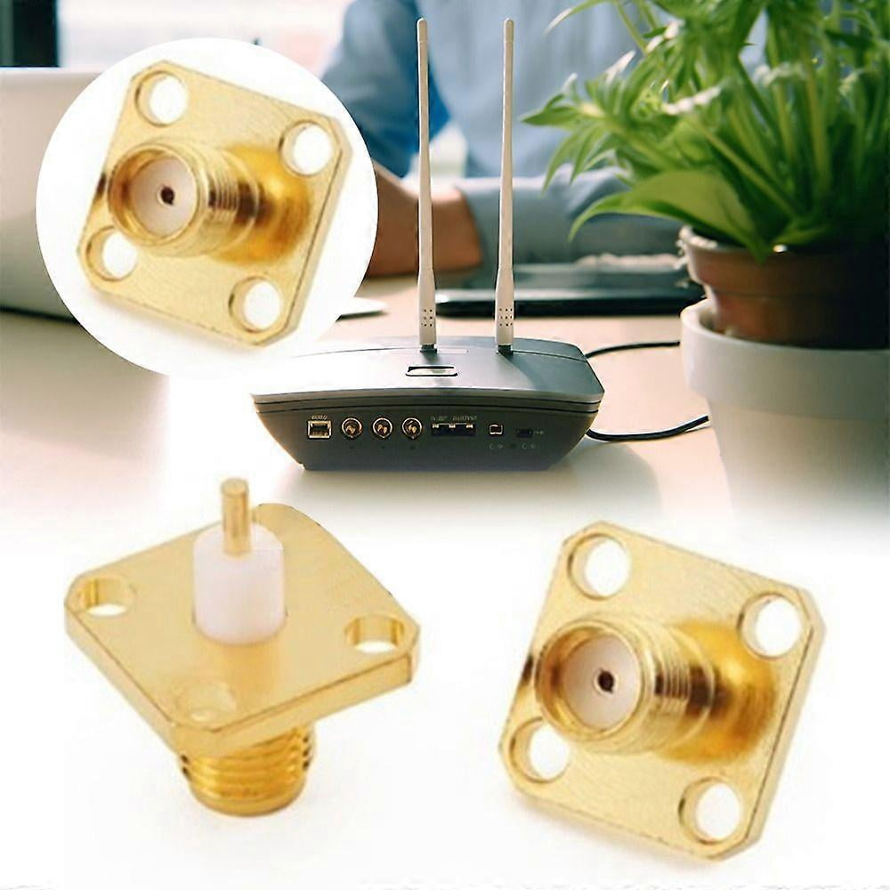 4 Hole Flange SMA Panel Mount Connector Connector RF Adapter Coaxial ...