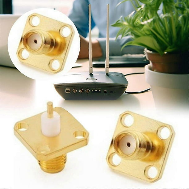 4 Hole Flange SMA Panel Mount Connector Connector RF Adapter Coaxial ...