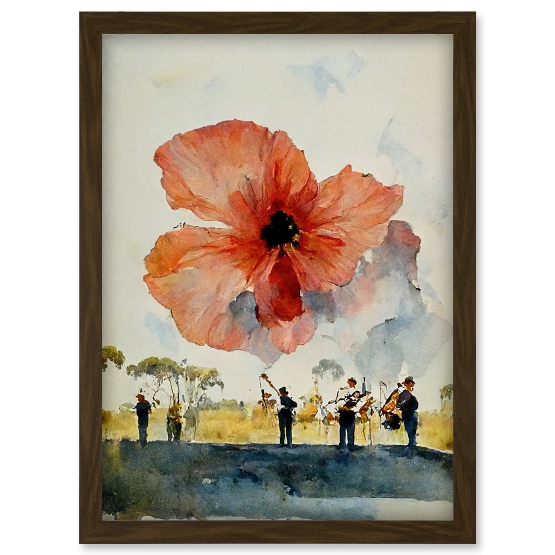 Watercolour War Memorial Remembrance Day Poppy Brass Band Artwork ...