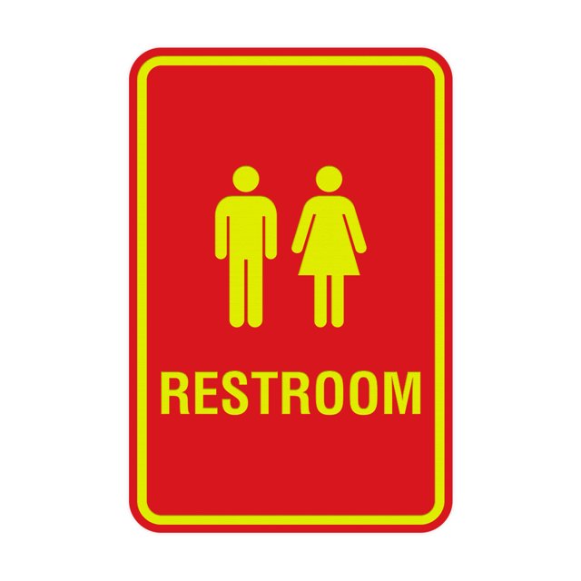 Portrait Round Unisex Restroom Sign (Red/Yellow) - Large 6" x 8 ...