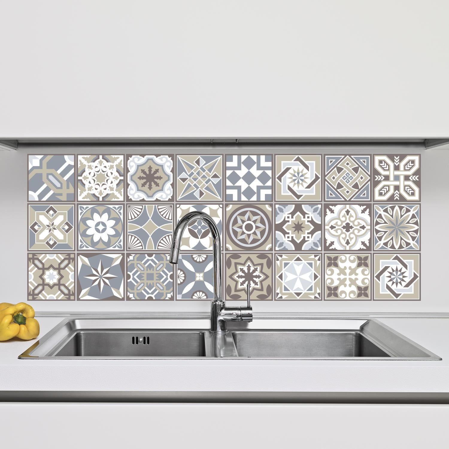 Walplus Peel and Stick Backsplash Limestone Spanish Wall Tile Decals 72 ...