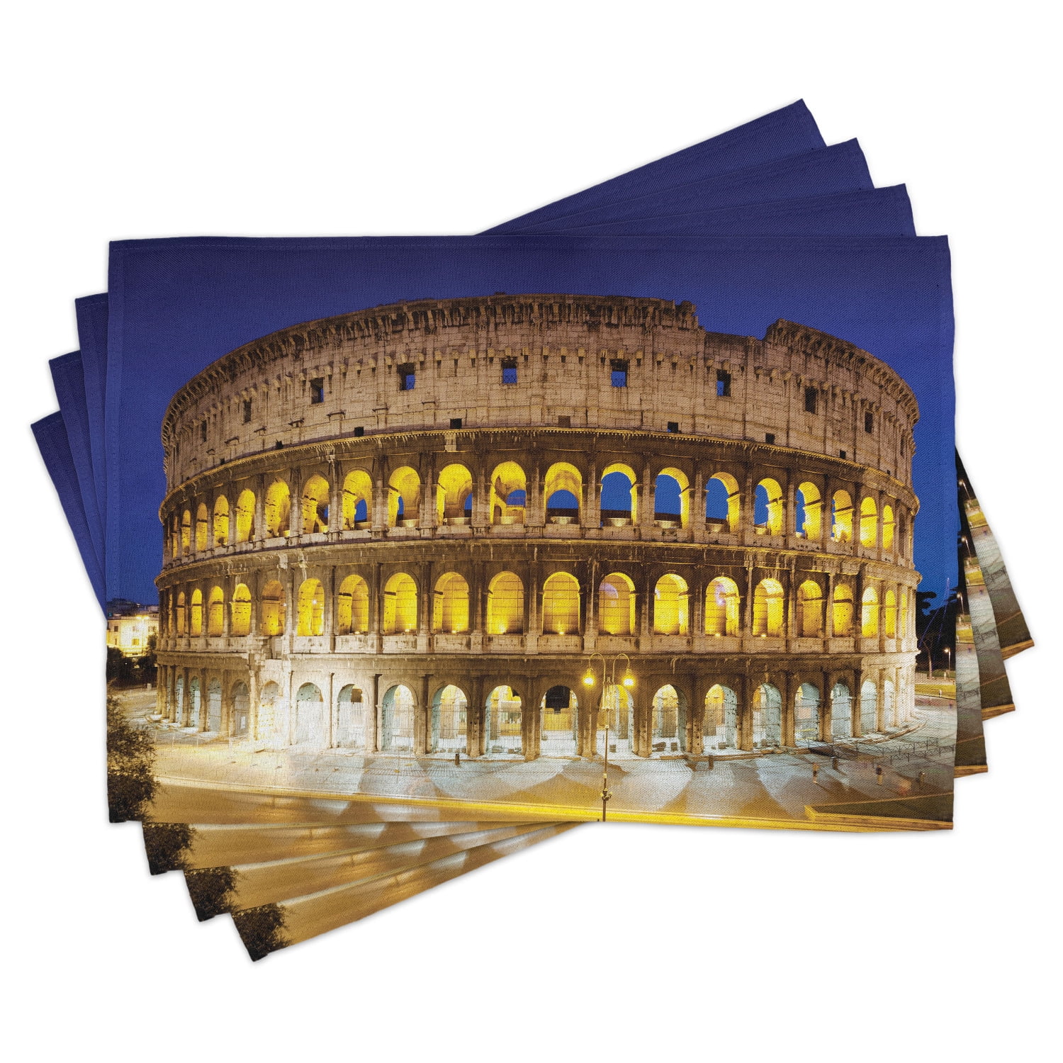 Ambesonne European Place Mats Set of 4, Historical Colosseum, Standard ...
