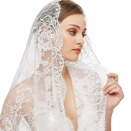 Spanish Style Bridal Lace Lace Turban Muslim Headdress Veil Long Yarn ...