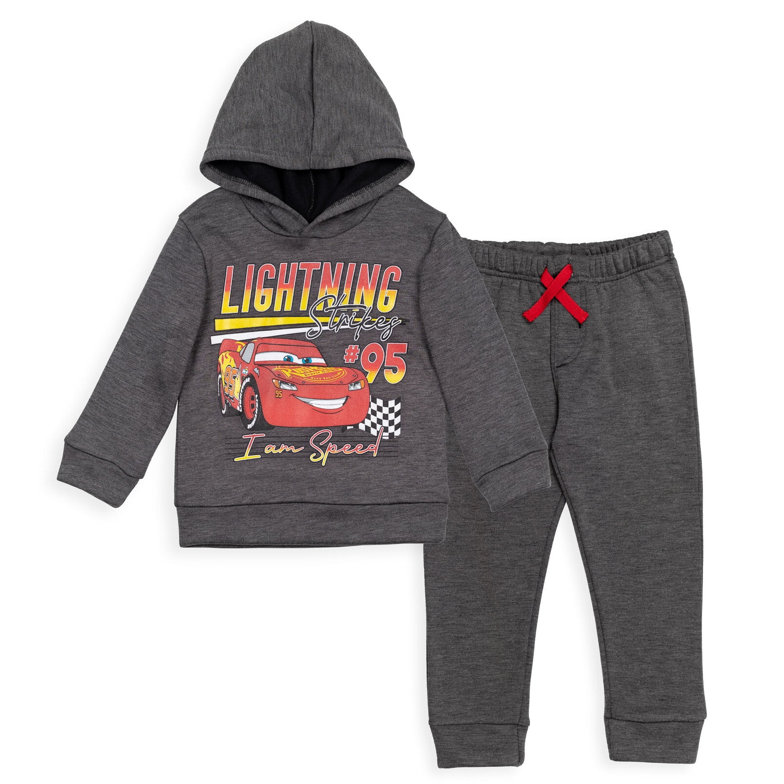 Disney Pixar Cars Lightning McQueen Big Boys Fleece Pullover Hoodie and ...
