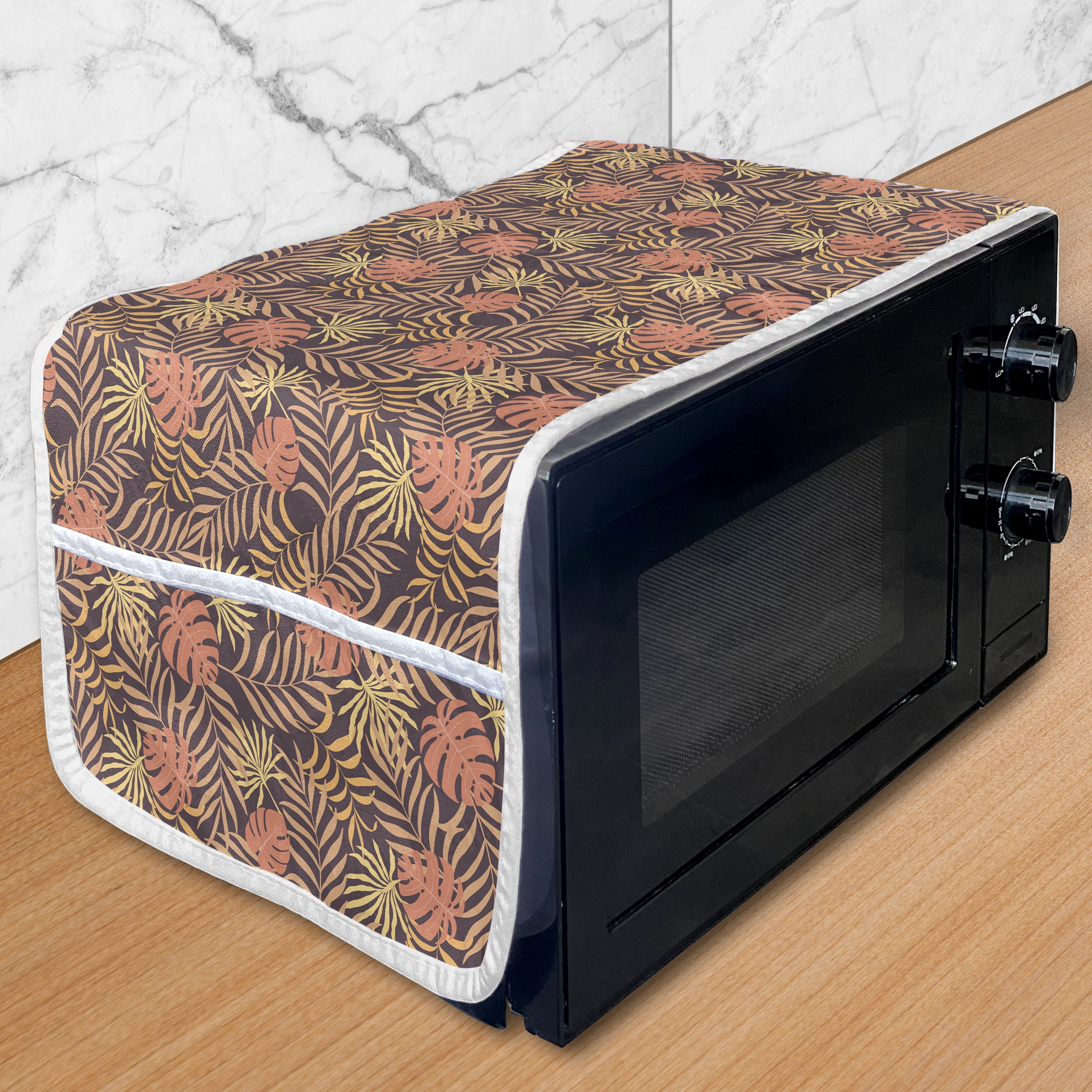 Jungle Microwave Oven Cover, Tropical Foliage Palm Tree Leaves Hawaiian Paradise Natural ...