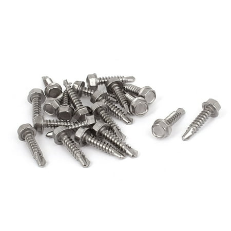 20 Pcs 8mm Diameter Flange Hex Head Self Drilling Tapping Screws M4 ...