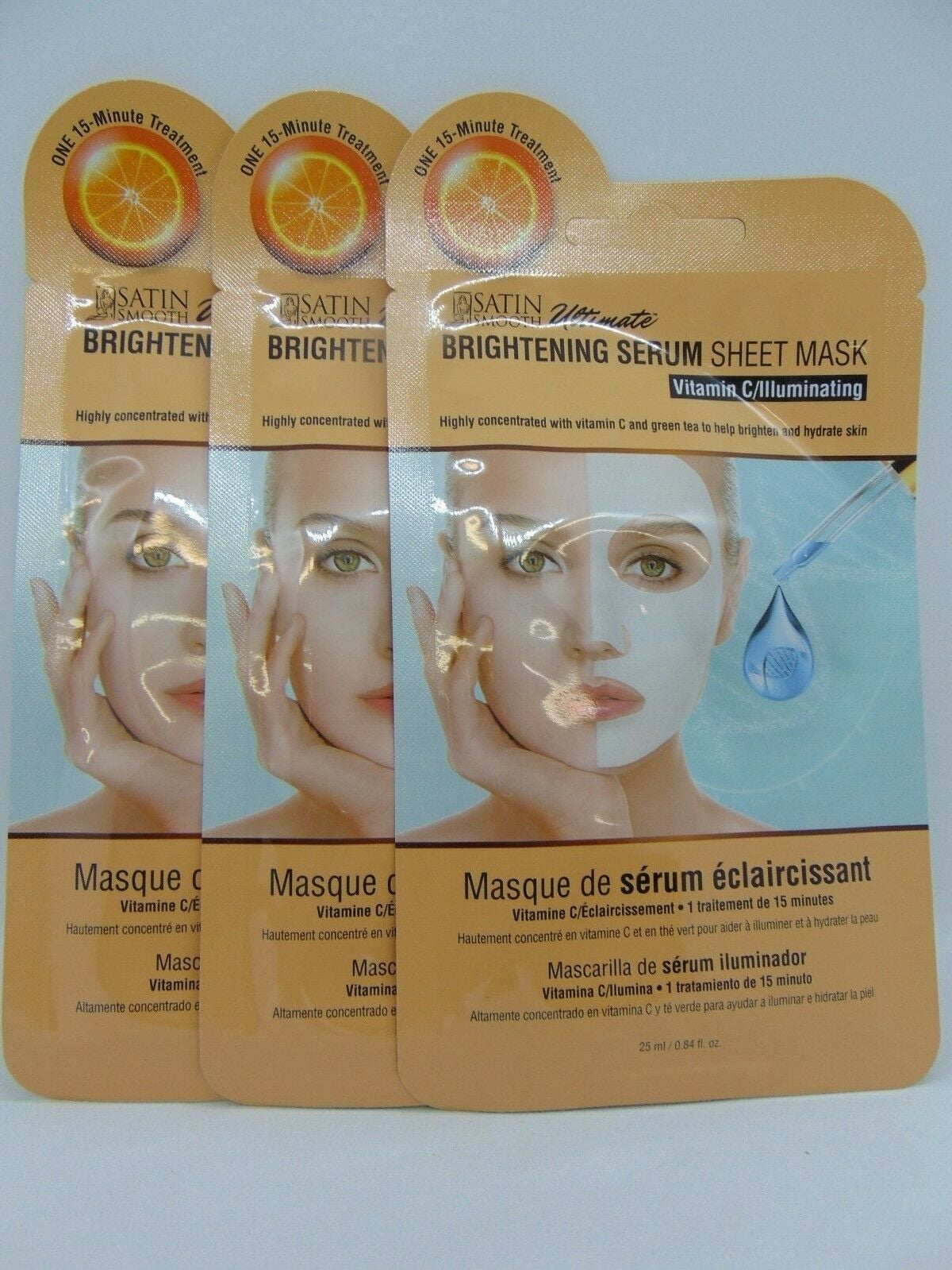 (Pack of 3) Satin Smooth BRIGHTENING SERUM Sheet Mask - Walmart.com