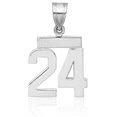 14K Solid White Gold Number 24 Necklace Chain Pendant Charm - Walmart.com