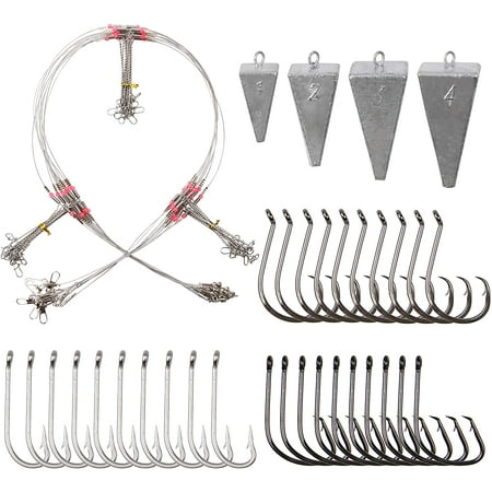Saltwater Surf Fishing Leader Rig – 46pcs Pyramid Sinker Octopus Circle ...