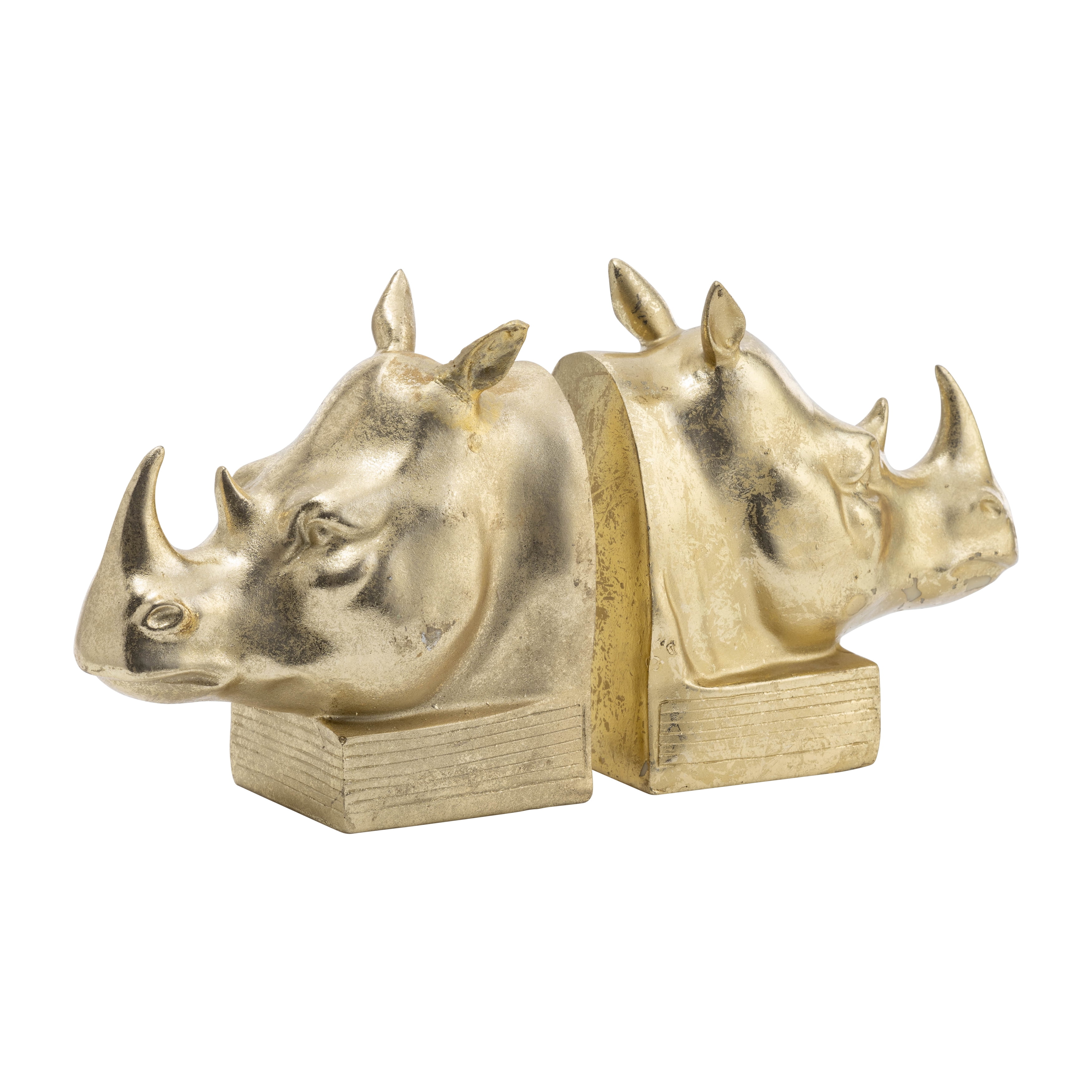 Sagebrook Home Res, Set of 2 8"h, Rhino Bookend, Gold - Walmart.com