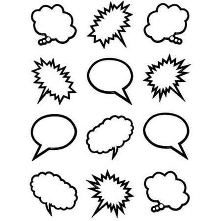 Teacher Created Resources Black and White Speech/Thought Bubbles Mini ...
