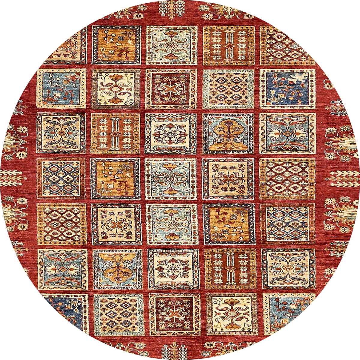 Ahgly Company Indoor Round Abstract Red Abstract Area Rugs, 4' Round ...