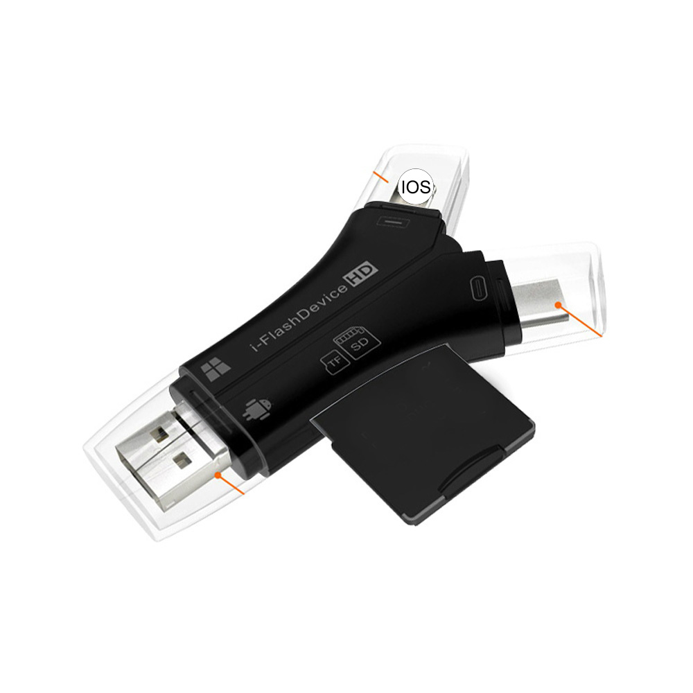 ViiTech OTG Type-C Card Reader 4 in 1 USB A Type-C Micro USB TF/SD ...