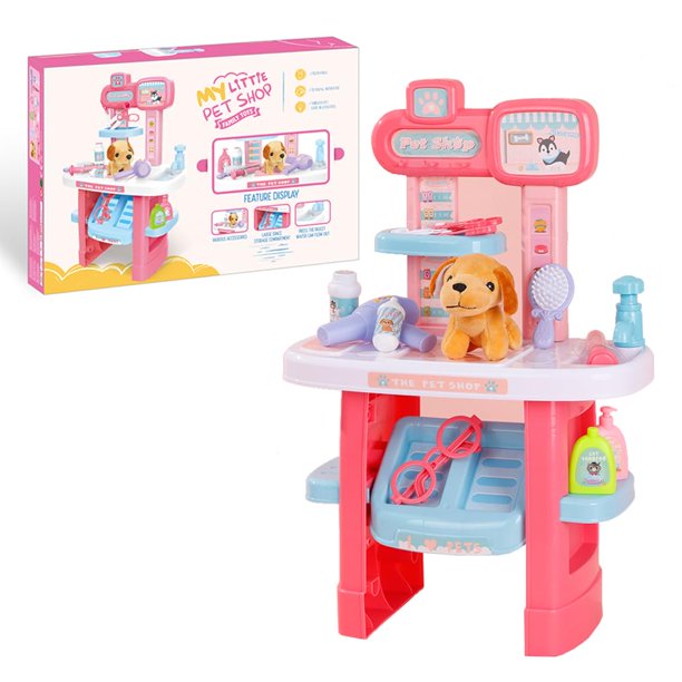 Pet Care Playset for Kids - 23 Piece Grooming Kit with Toys for Cats ...