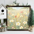 8x8 Inch Square Framed Wood Wall Art, Whimsical Floral Meadow Landscape ...