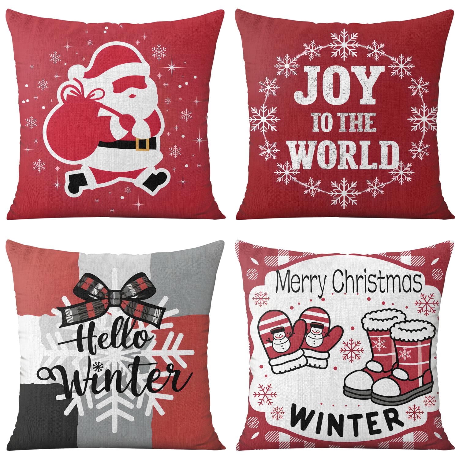 Funny Christmas Santa Claus Winter Snowflake Throw Pillow Covers ...