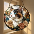 Cat and Wildflowers Stained Glass Suncatcher – Nature Decorative Window ...
