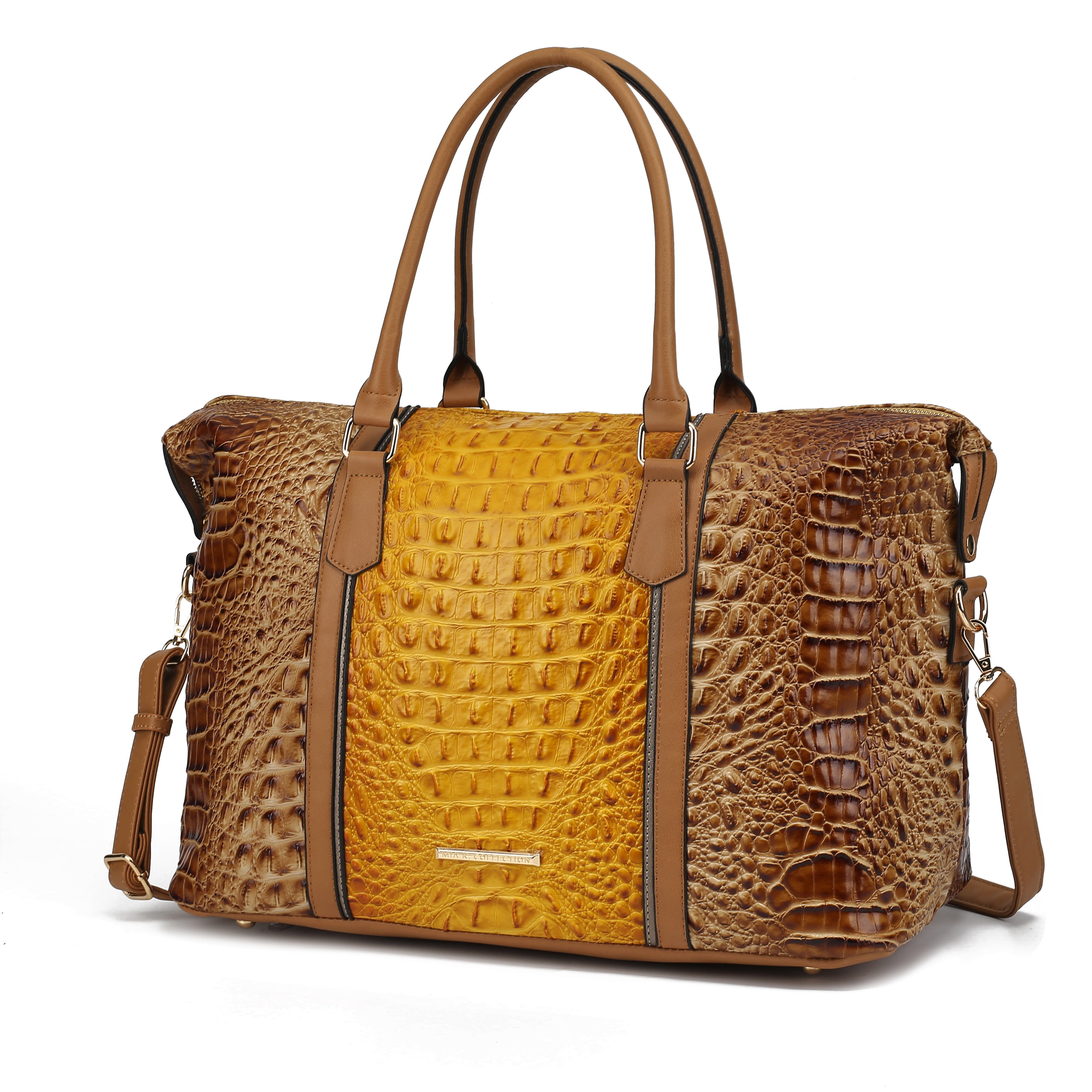 MKF Collection Faux Crocodile-Embossed Vegan Leather Duffel Bag for ...
