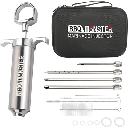 BBQ Monster Meat Injector for Smoker with Case and 4 Flavor Food ...