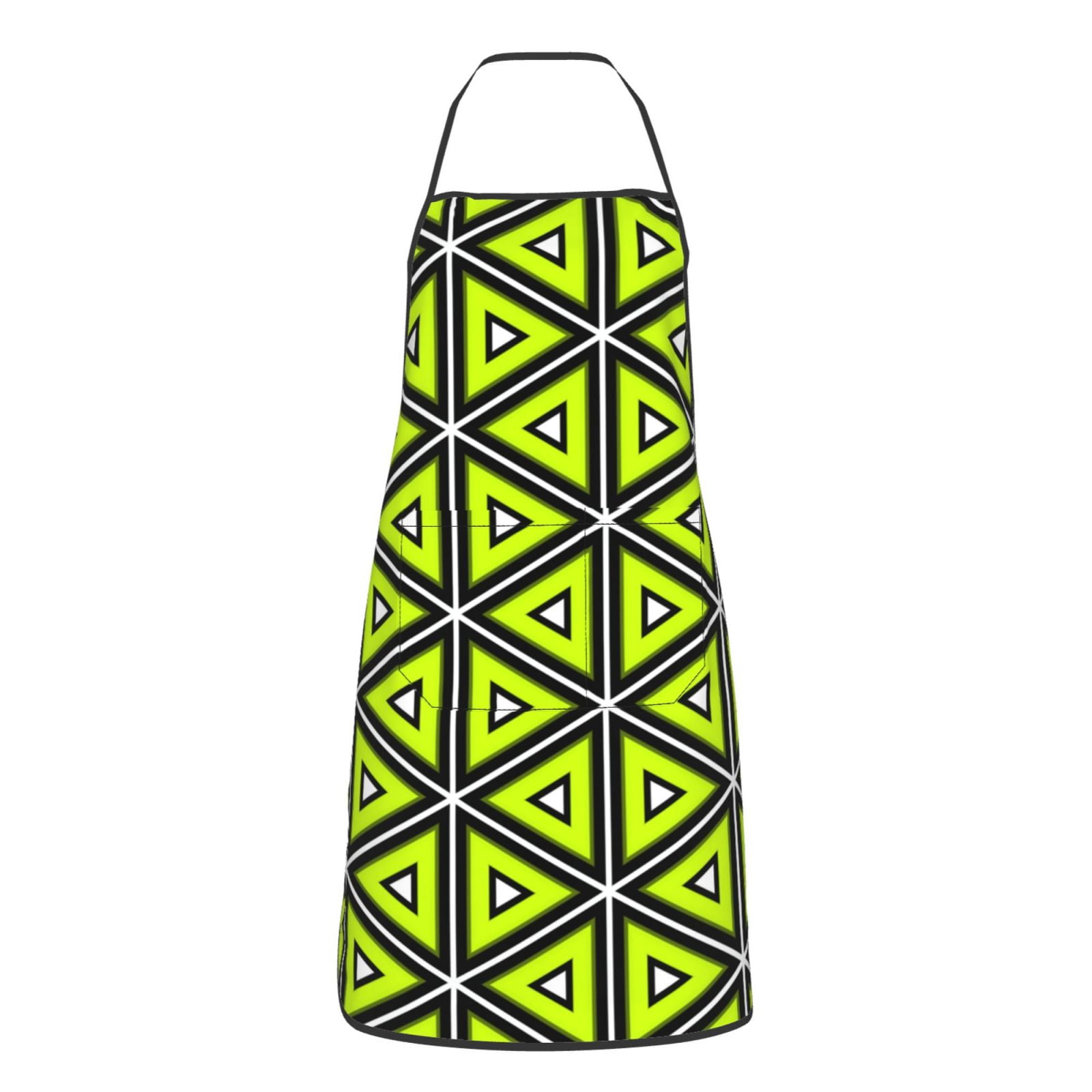 ZNDUO Green Geometric Triangle Pattern Apron, Adjustable Bib Soft Chef ...
