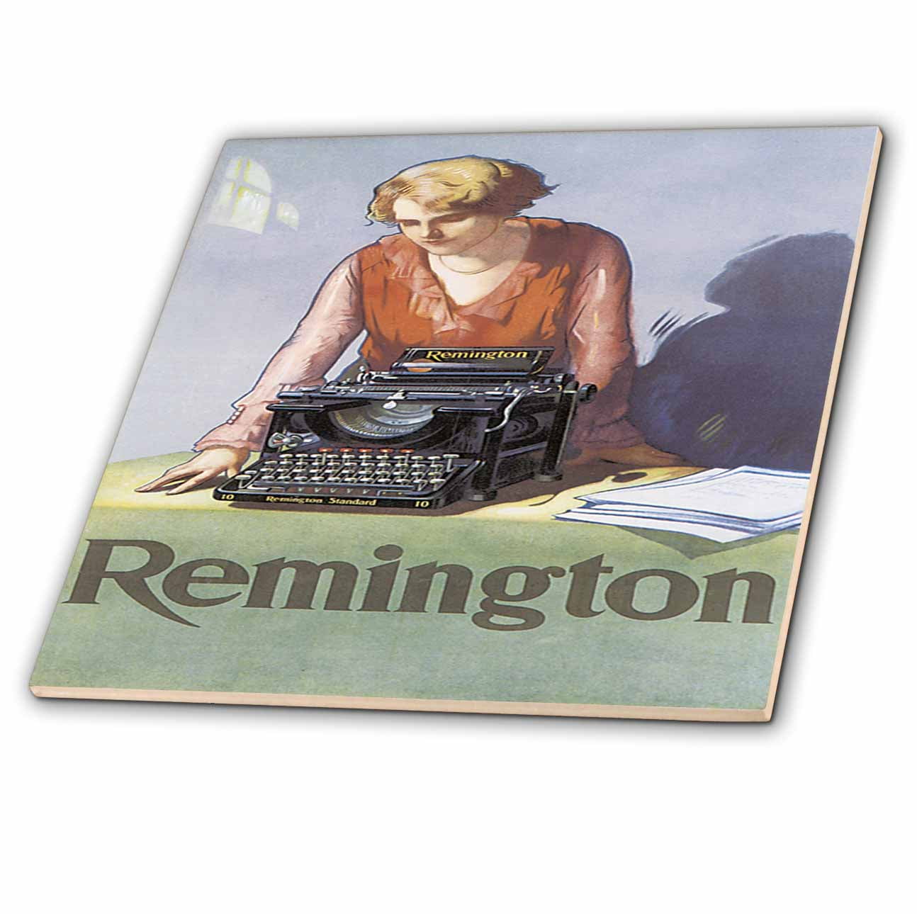 Vintage Remington Typewriter Advertising Poster 6 Inch Ceramic Tile ct ...