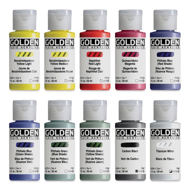Golden Fluid Acrylics - Mixing Colors, Set of 10, 30 ml - Walmart.com