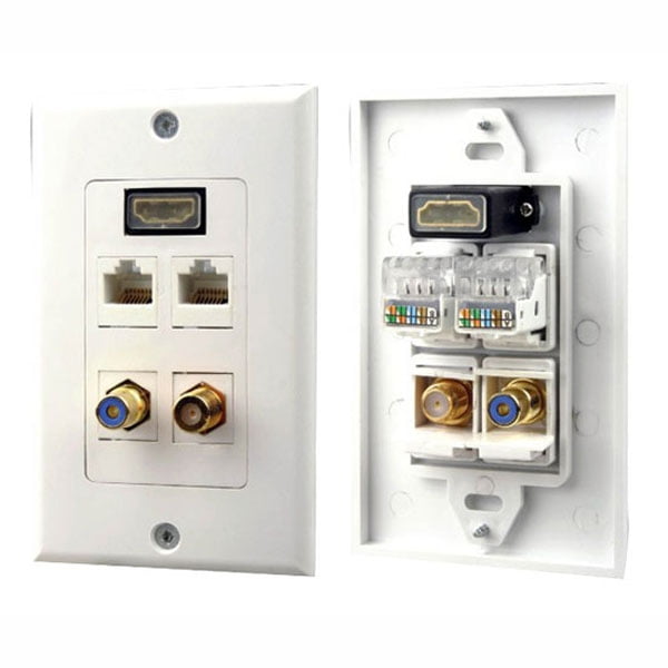 HDMI /Mono RCA Audio /Coaxial /Dual Ethernet Combo Wall Plate - Walmart.com