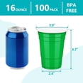 100 Green Plastic Cups, 16 oz Disposable Cups, Drinking Cups For St ...