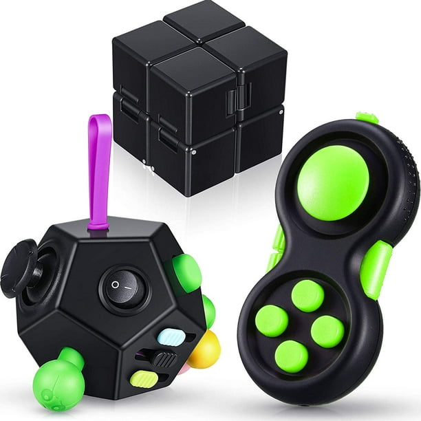 3 Pieces Fidget Cubes Toy Set 12 Sided Fidget Infinity Handheld Mini ...