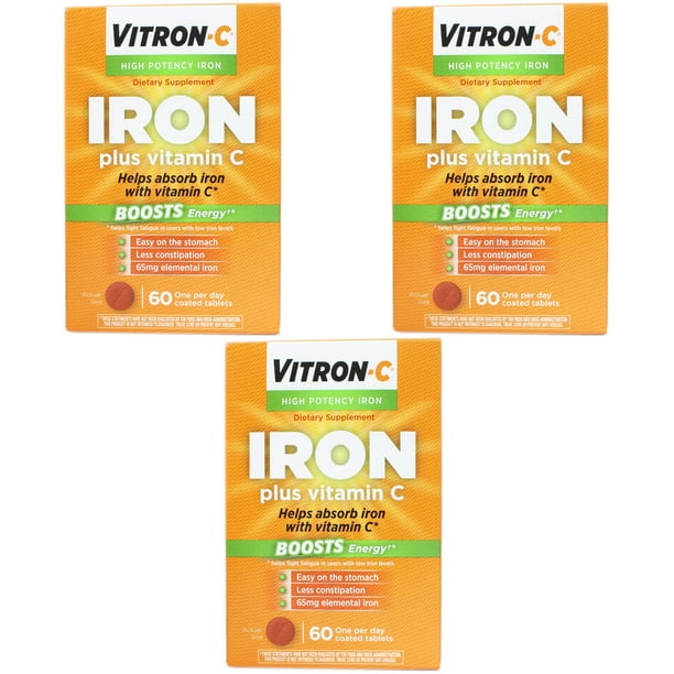 Vitron-C Coated Tablets 60 Tablets (Pack of 3) - Walmart.com