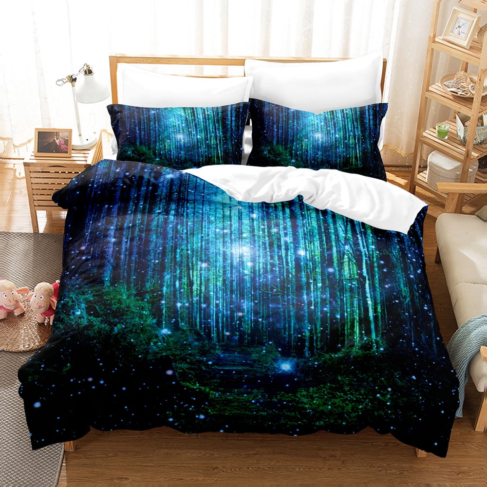Beach Woods Scenery Quilt Cover Set Queen Size 3-Piece 3D Printed Quilt ...