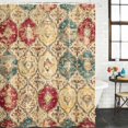 Bohemian Texture Shower Curtain for Bathroom, Vintage Blue Red Morocco ...